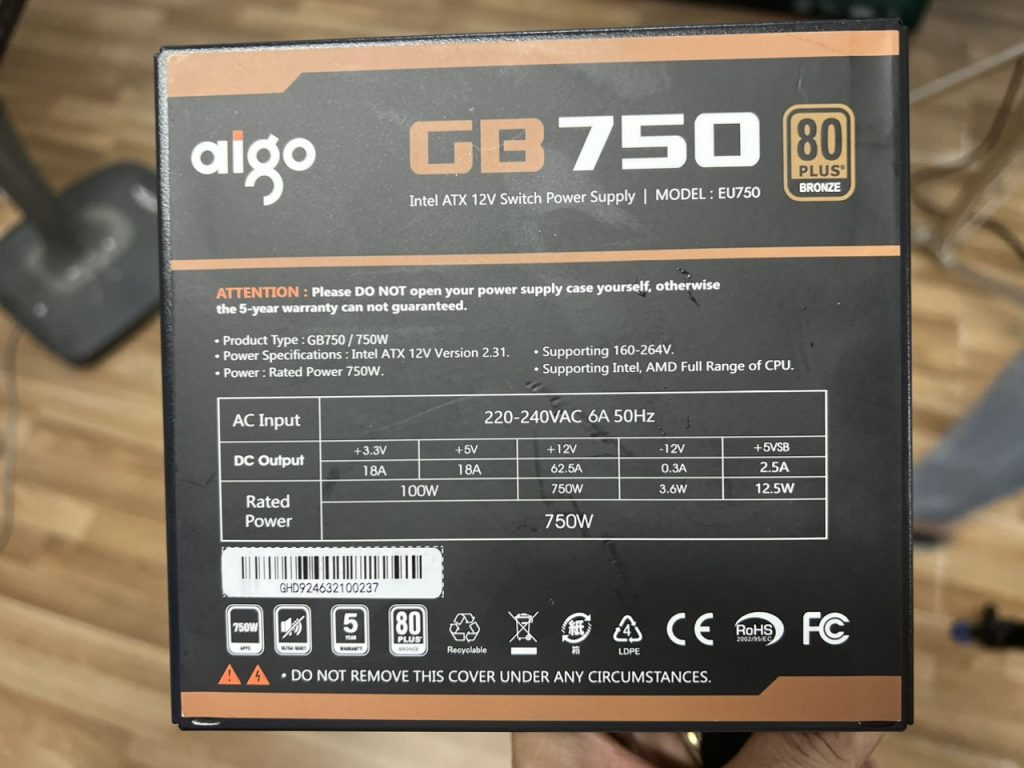 Đánh giá PSU AIGO GB750 750W - Ổn trong phân khúc giá - Tiến Sư Thầy - Blog Review Công Nghệ